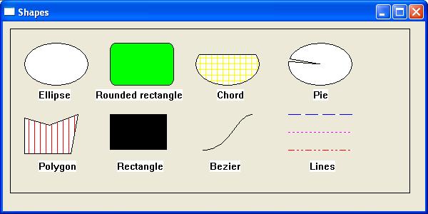 The following short program demonstrates the various different graphic ...