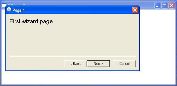 The following short program displays a simple wizard that contains 3 ...
